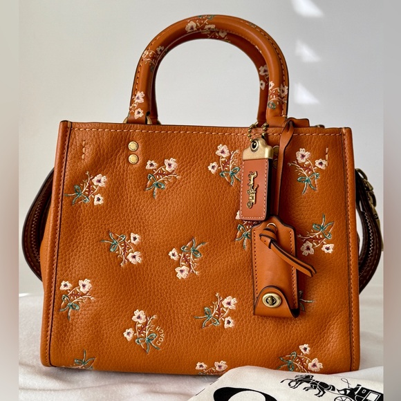 Coach | Bags | Coach Rogue 25 Shoulder Bag In Orange Floral Bow Print ...